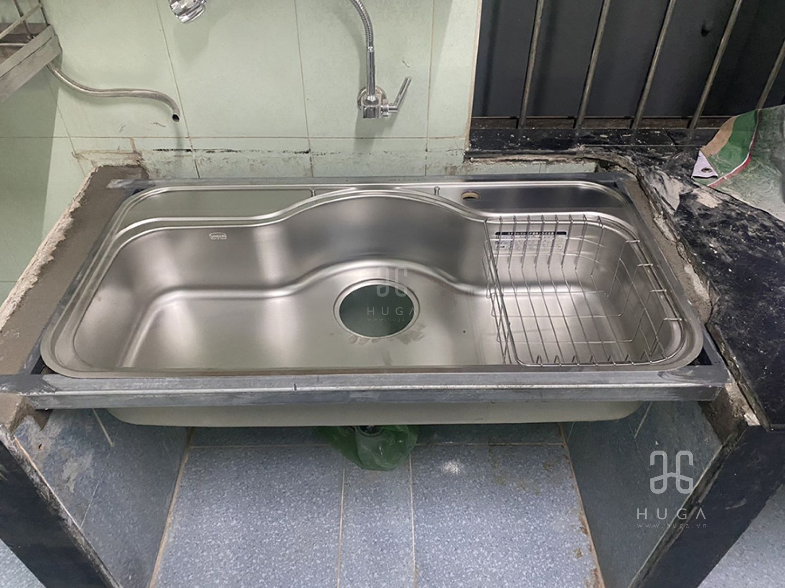 Chậu rửa chén shigeru FCJ-K FS kích thước 1 mét, bề mặt chống xước - HUGA